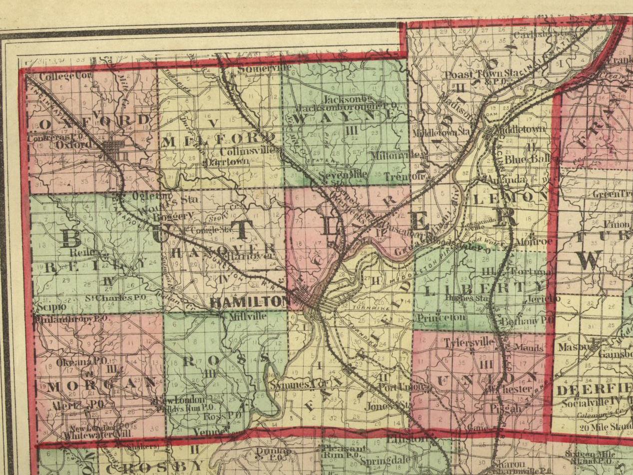 1875 Map Of Butler County Ohio